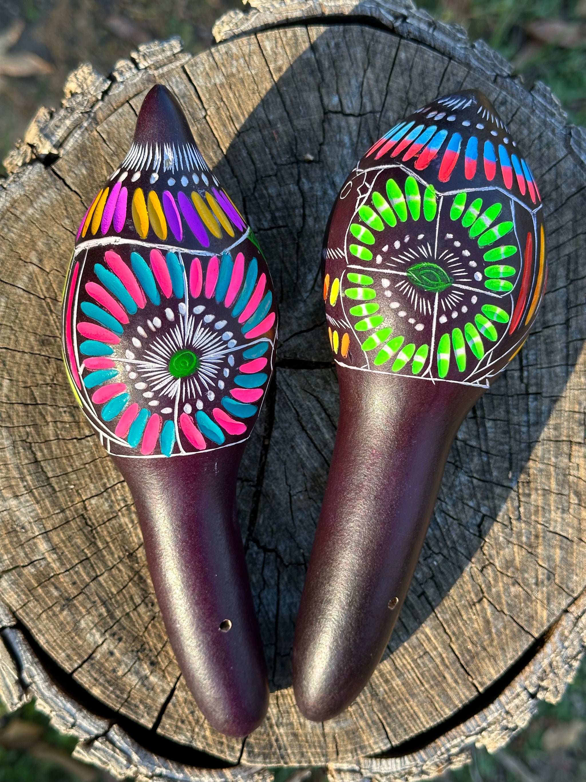 Colombian Neon Maracas – Ceremonial Rhythm Tools