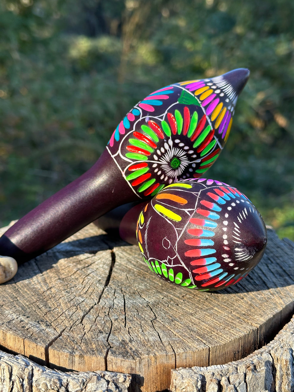 Colombian Neon Maracas – Ceremonial Rhythm Tools